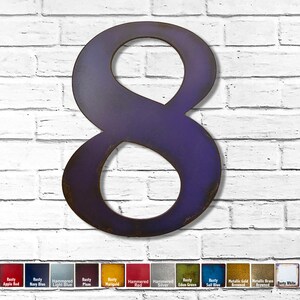Metal Number 8 8, 12, 16 or 22 Inch Tall Handmade Metal Wall Art Choose ...