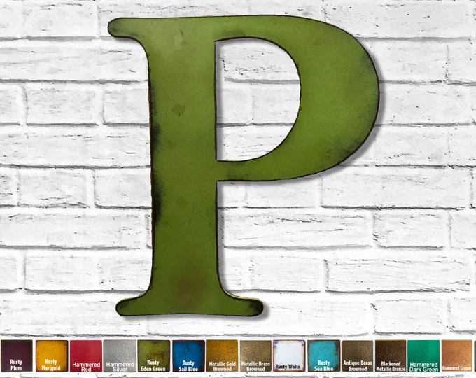 Metal Letter P 12, 16 or 22 Inch Tall Handmade Metal Wall Art Choose ...