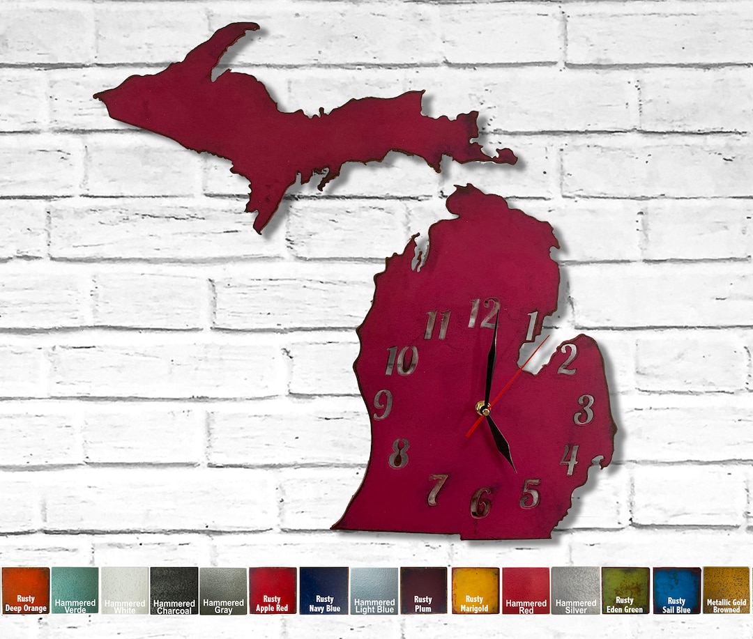 Michigan Metal Wall Art Clock Home Decor Handmade Choose - Etsy