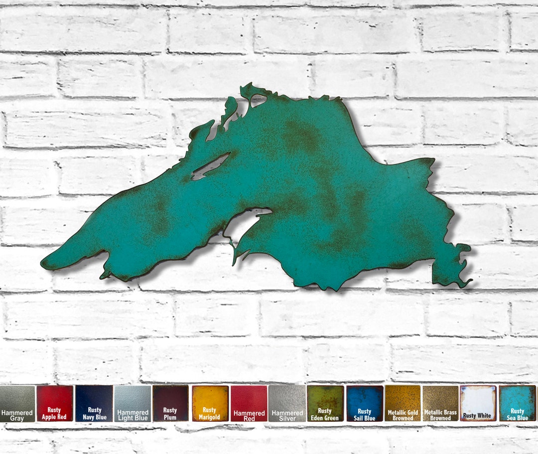 Lake Superior Map Metal Wall Art - Measures 30" or 36" Wide - Choose ...
