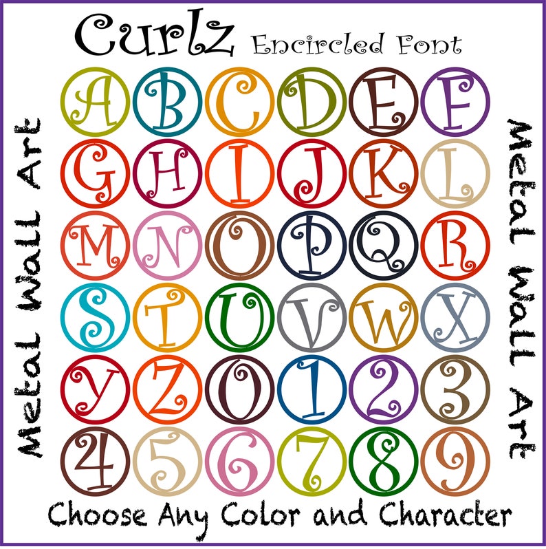 Encircled Metal Letter W Wall Art Choose 8 - Etsy