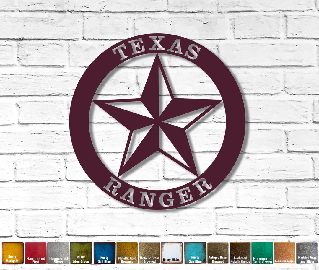 Texas Ranger With Star Metal Wall Art Home Decor Handmade Measures 18 X ...