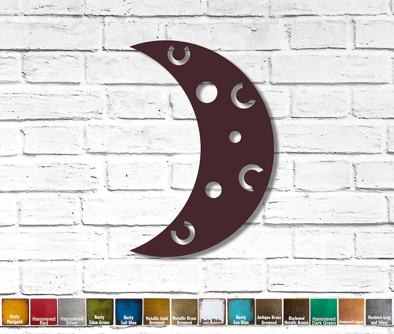 Crescent Moon - Metal Wall Art Home Decor Handmade - Choose 11", 17" or ...