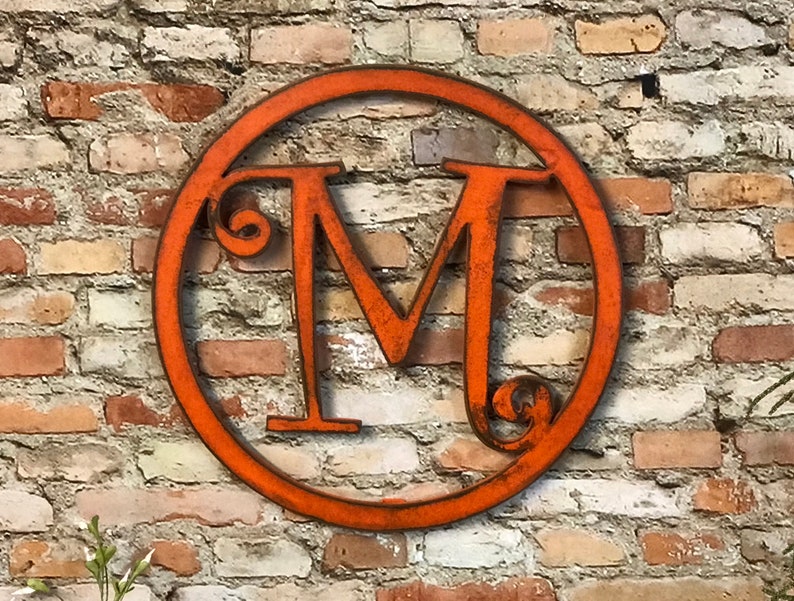 Encircled Metal Letter M Wall Art Choose 8 - Etsy