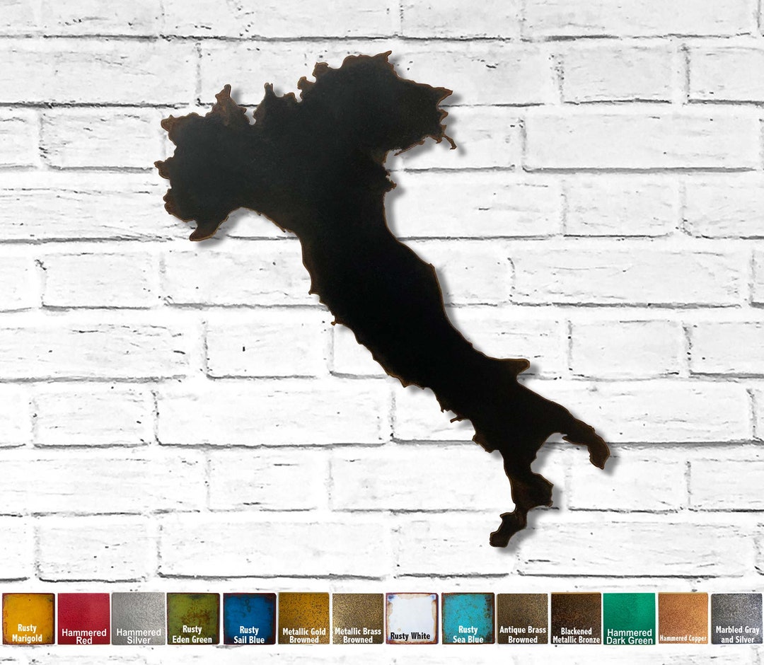 Italy Map Metal Wall Art Home Decor Choose Your Size 17, 24 or 30 Tall ...