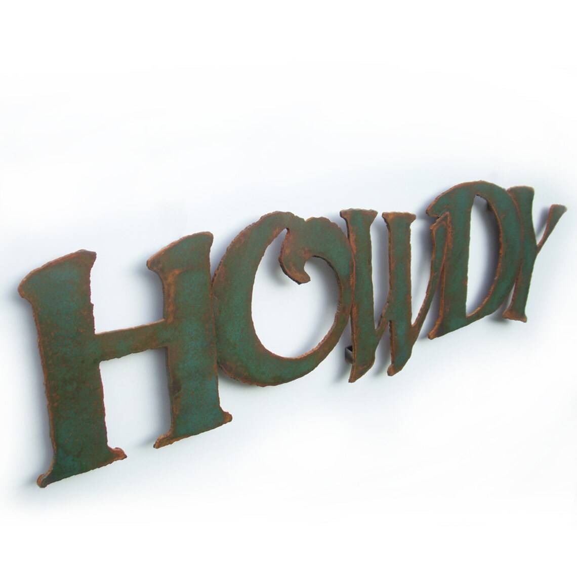 Howdy 34 Wide Metal Wall Art Sign Green With Rust | Etsy