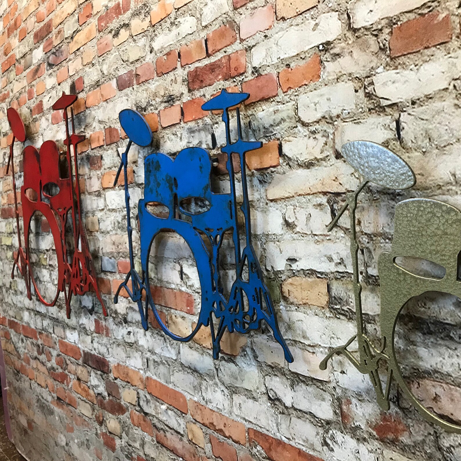 Drum Set Metal Wall Art Handmade Home Decor- Choose 17