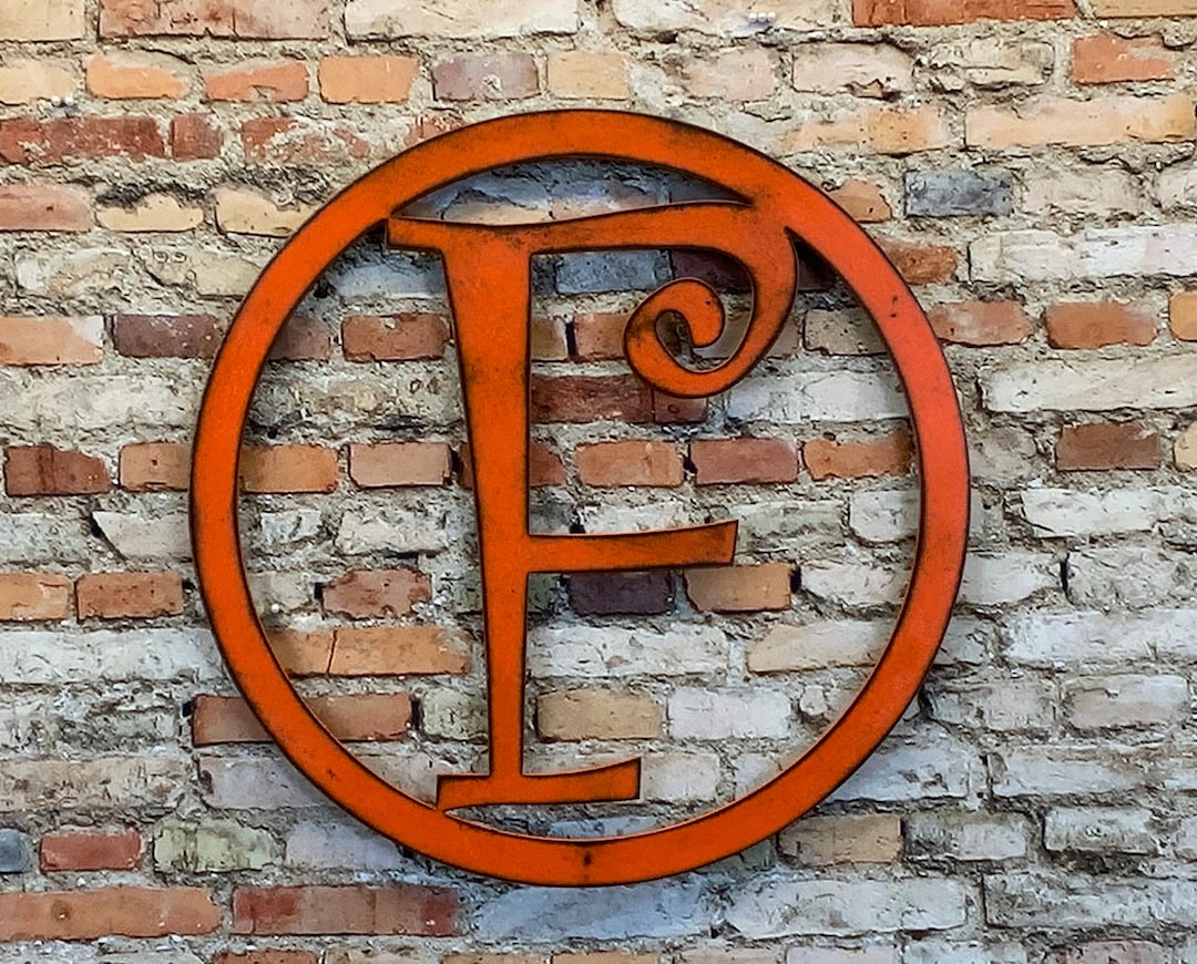 Encircled Metal Letter F Wall Art Choose 8, 12, 17, 24 or 30 Tall Curlz ...