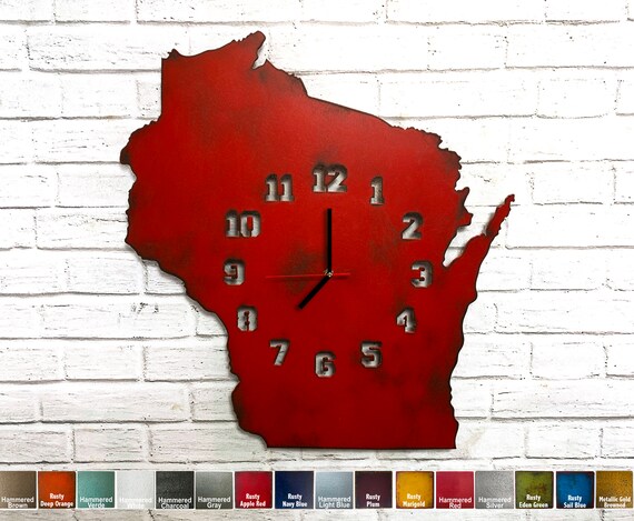 Wisconsin Metal Wall Art Clock Home Decor Handmade | Etsy