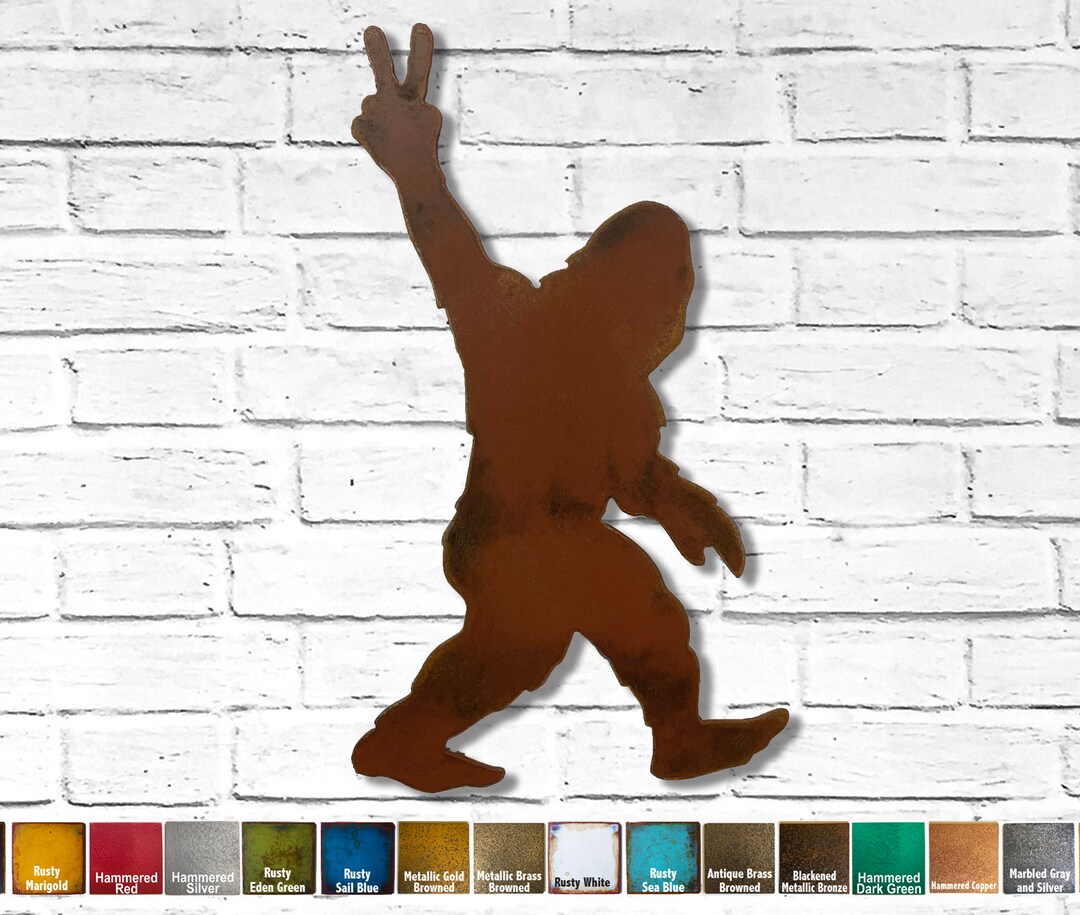 Bigfoot Peace Sign Metal Wall Art Home Decor Handmade - Etsy