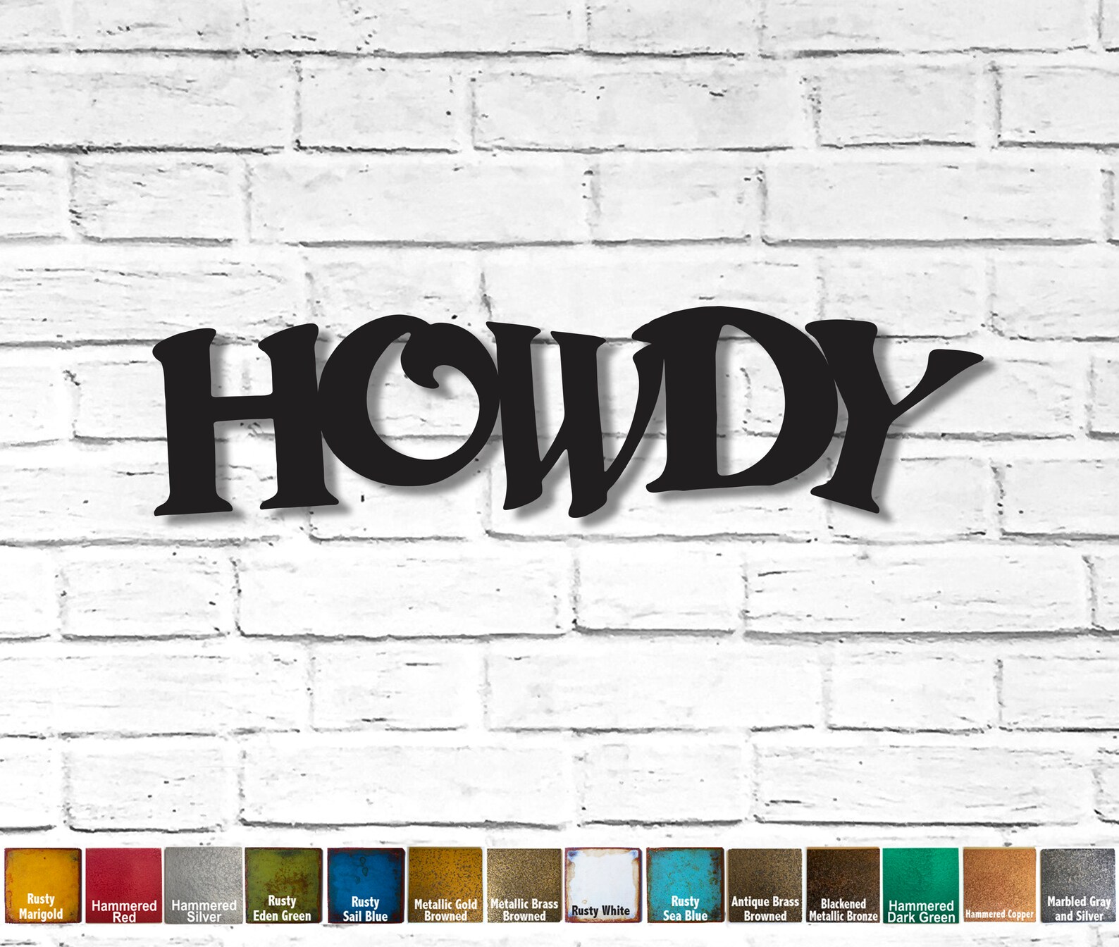Howdy 34 Wide Metal Wall Art Sign Green With Rust - Etsy