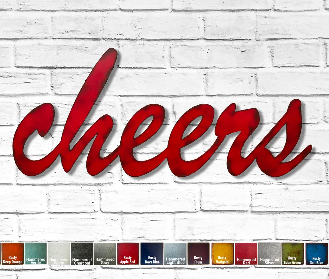 Cheers Metal Bar Sign – Custom Width, Patina Color Wall Art - Etsy
