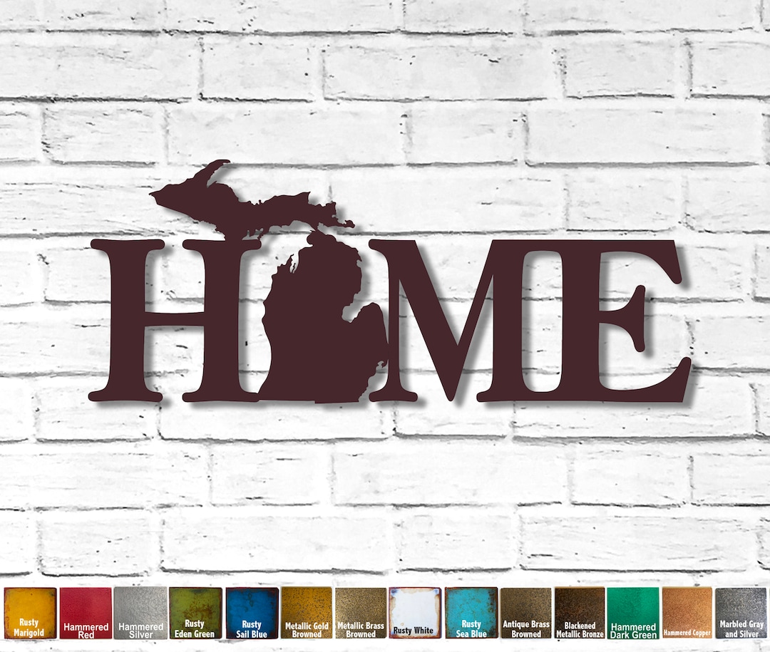 HOME With Michigan Metal Wall Art Choose Your Size 24, 30 or 36 Wide ...