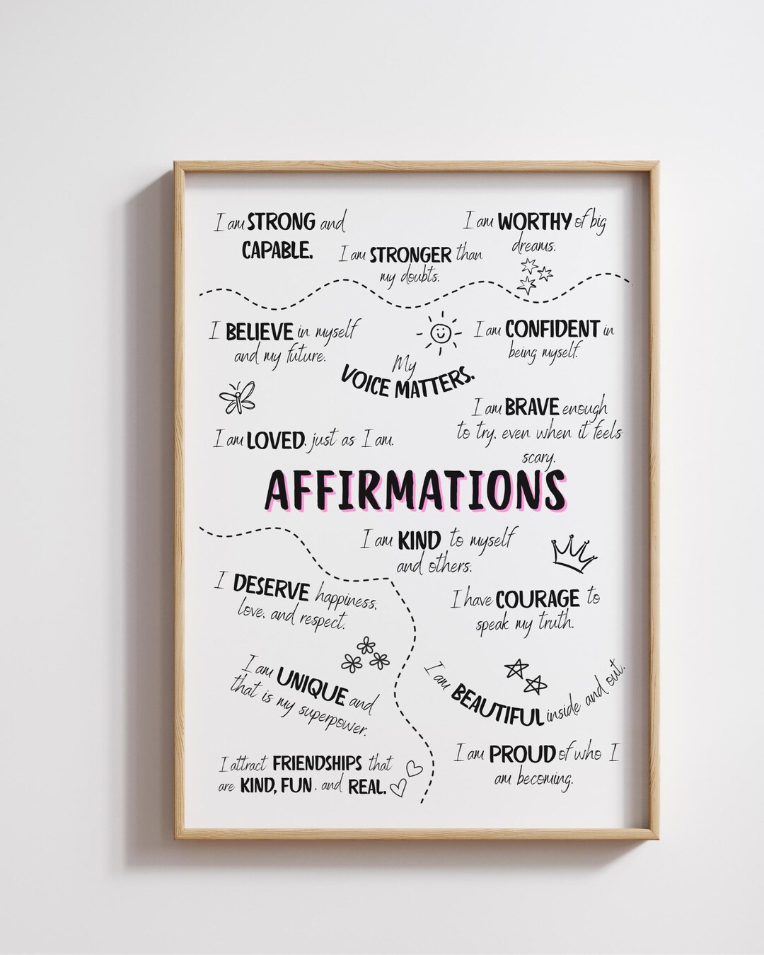 Affirmations Poster for Teen Girl | Printable Positive Wall Art ...