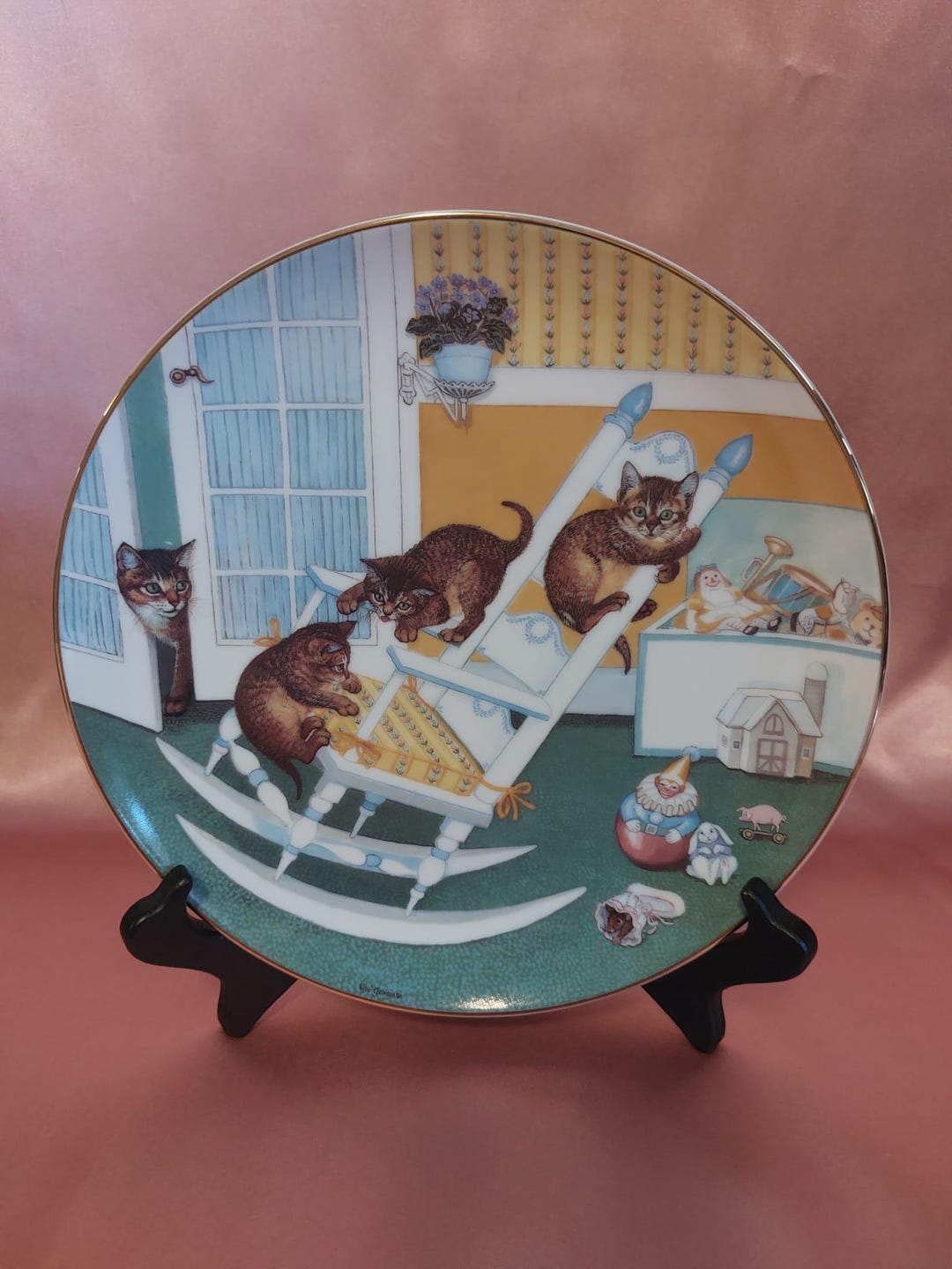 Rock and Rollers – Country Kitties Collector Plate by Gia Gerardi, 1988 ...