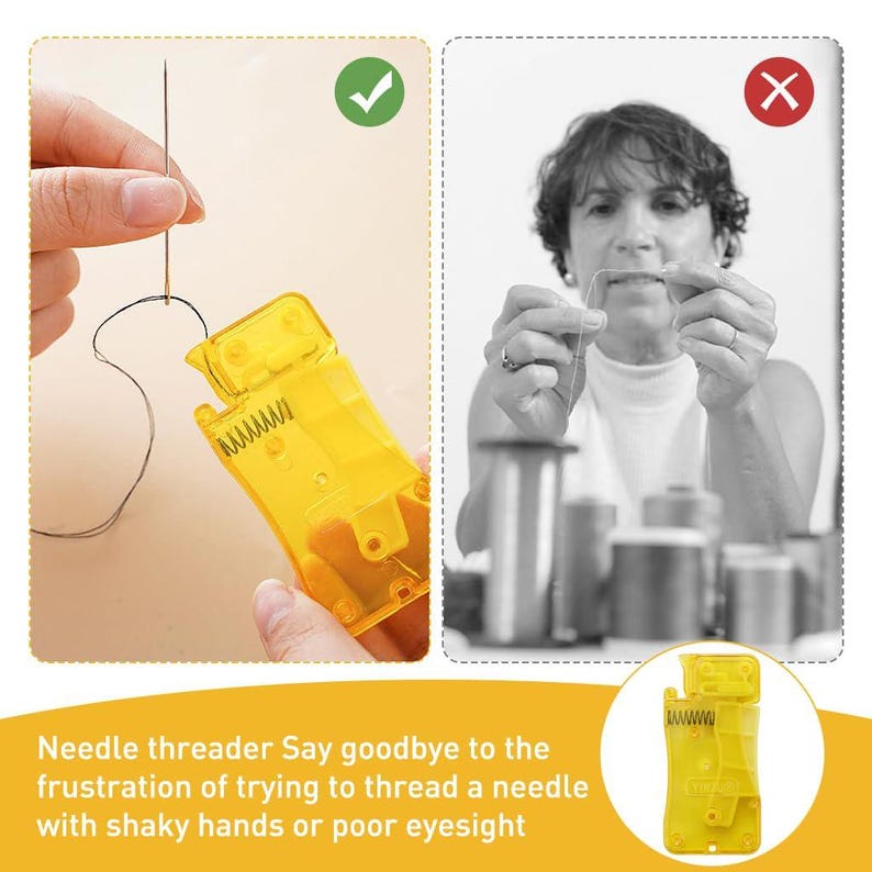 2pcs Easy Threading Tool Quick Needle Threaders for Hand Sewing Spring ...