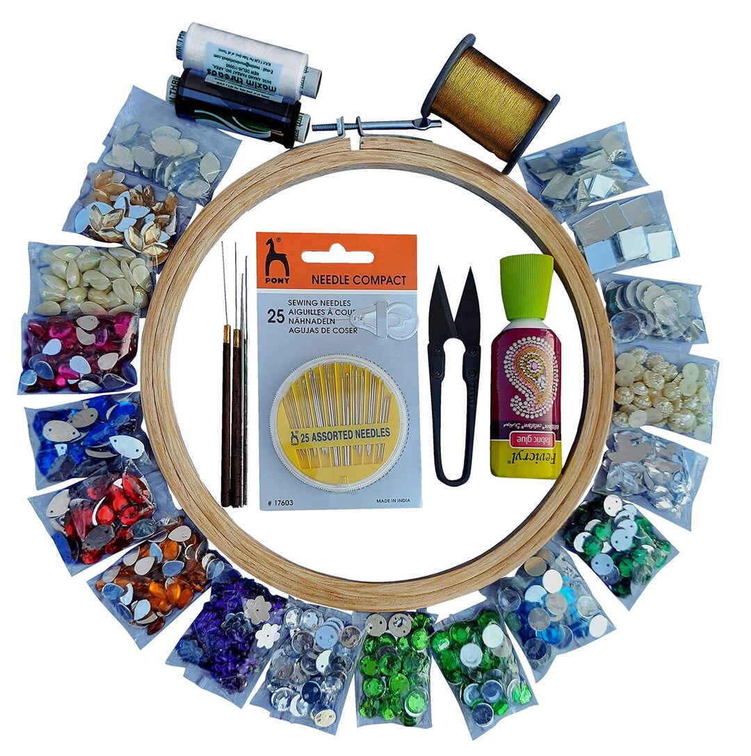 Aari & Maggam Work Beginner Kit: Blouse Embroidery, Kundan, Mirrors - Etsy Canada