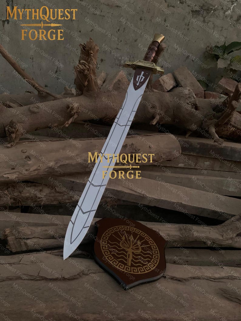 Handmade Percy Jackson Riptide Sword – Brass Hilt, High-polish Steel ...