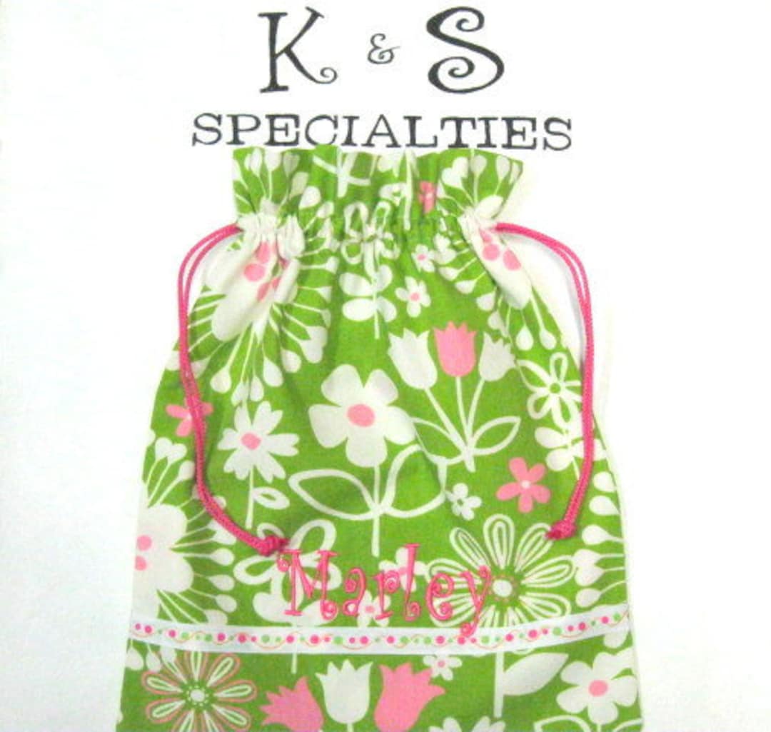 Personalized Monogrammed Drawstring Bag for Girly Girls/treasures-a ...