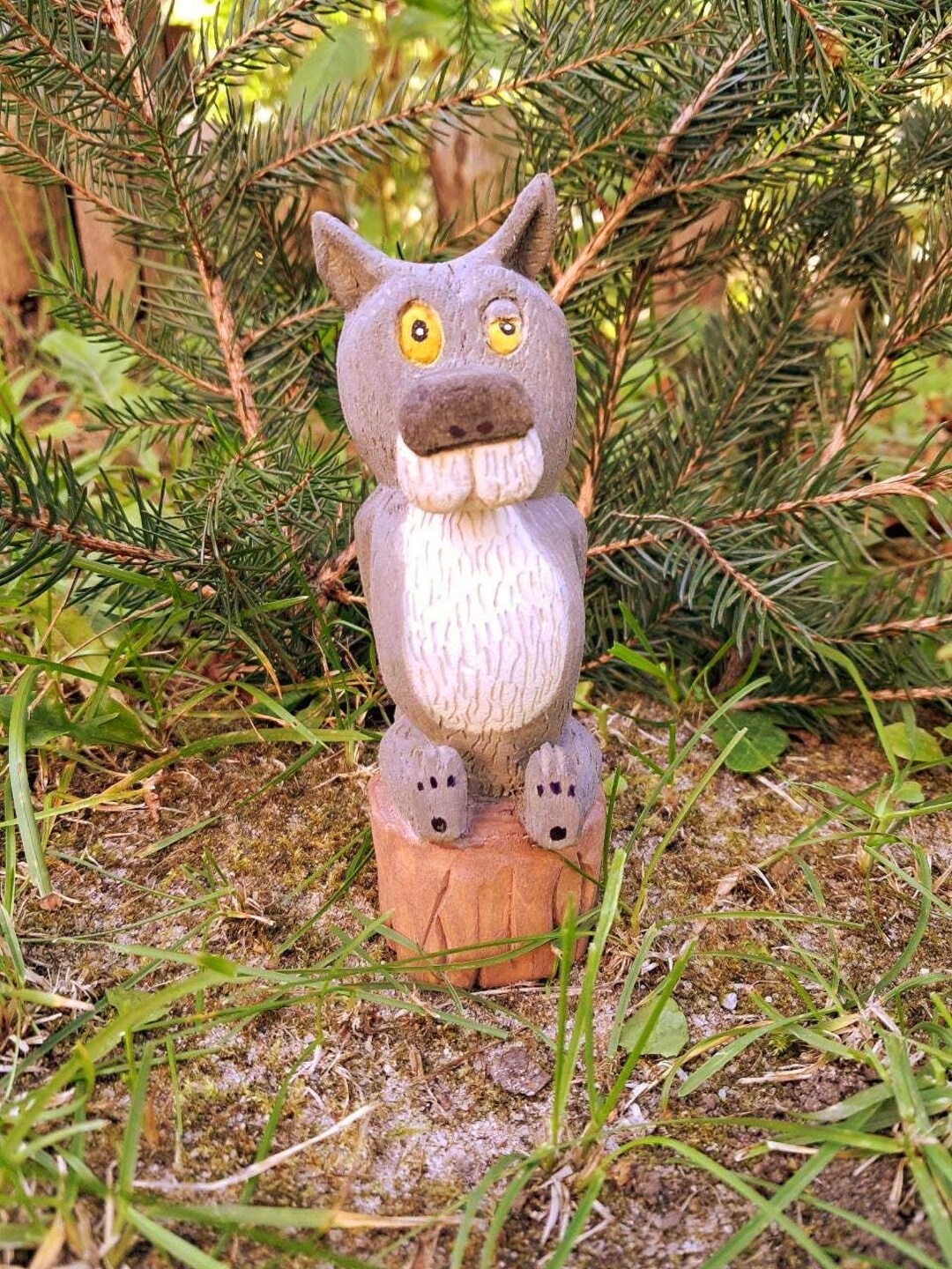 Hand Carved Wooden Wolf Figurine : Forest Animal Sculpture - Etsy
