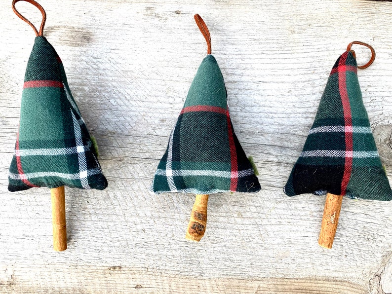 Green Plaid Flannel Christmas Tree Ornament - Etsy