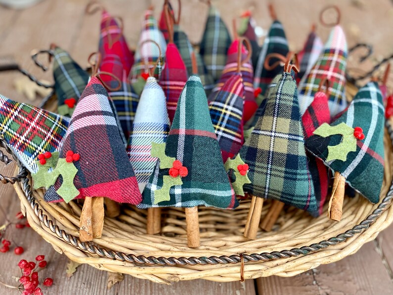 Green Plaid Flannel Christmas Tree Ornament - Etsy