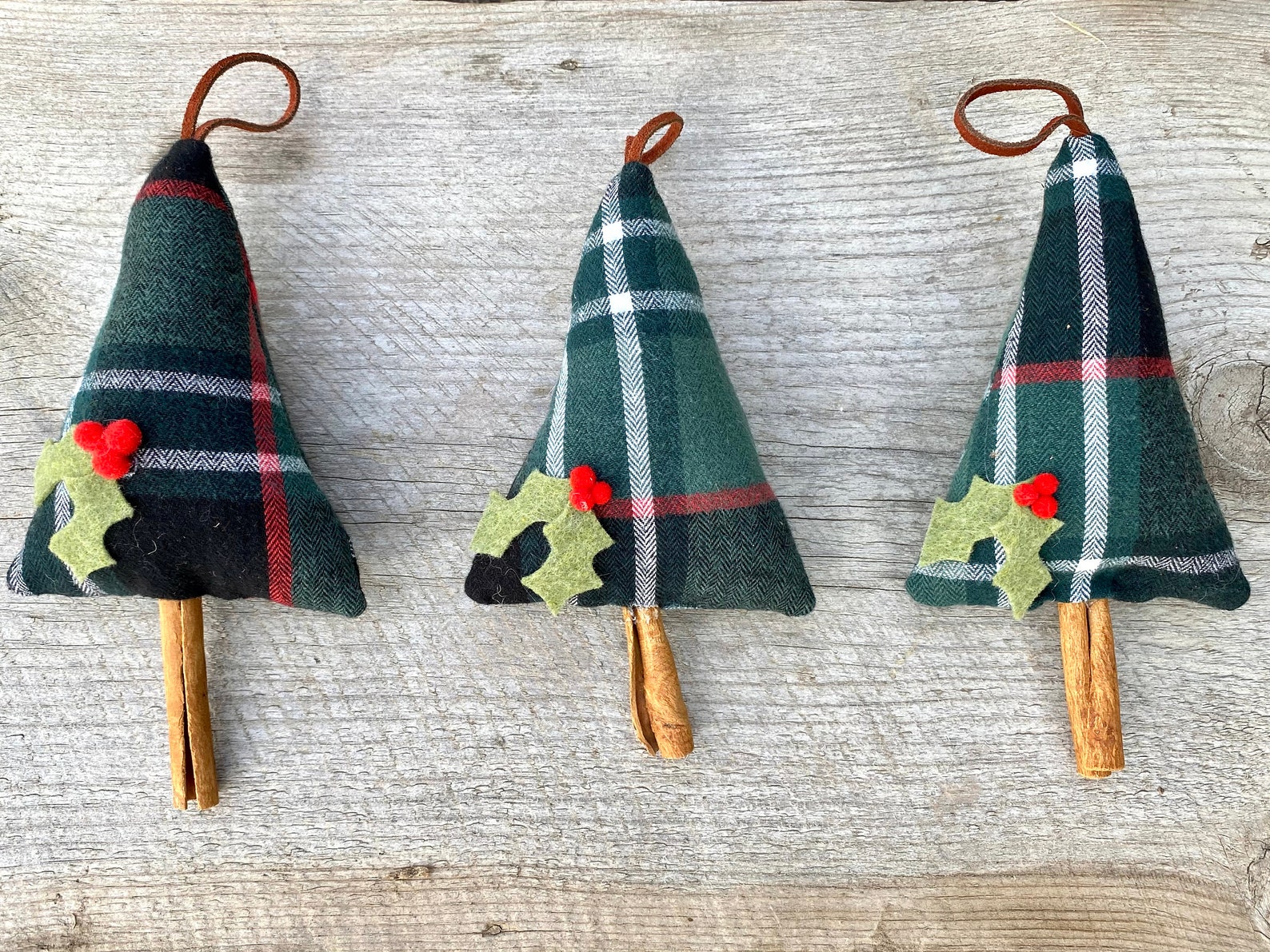 Green Plaid Flannel Christmas Tree Ornament - Etsy