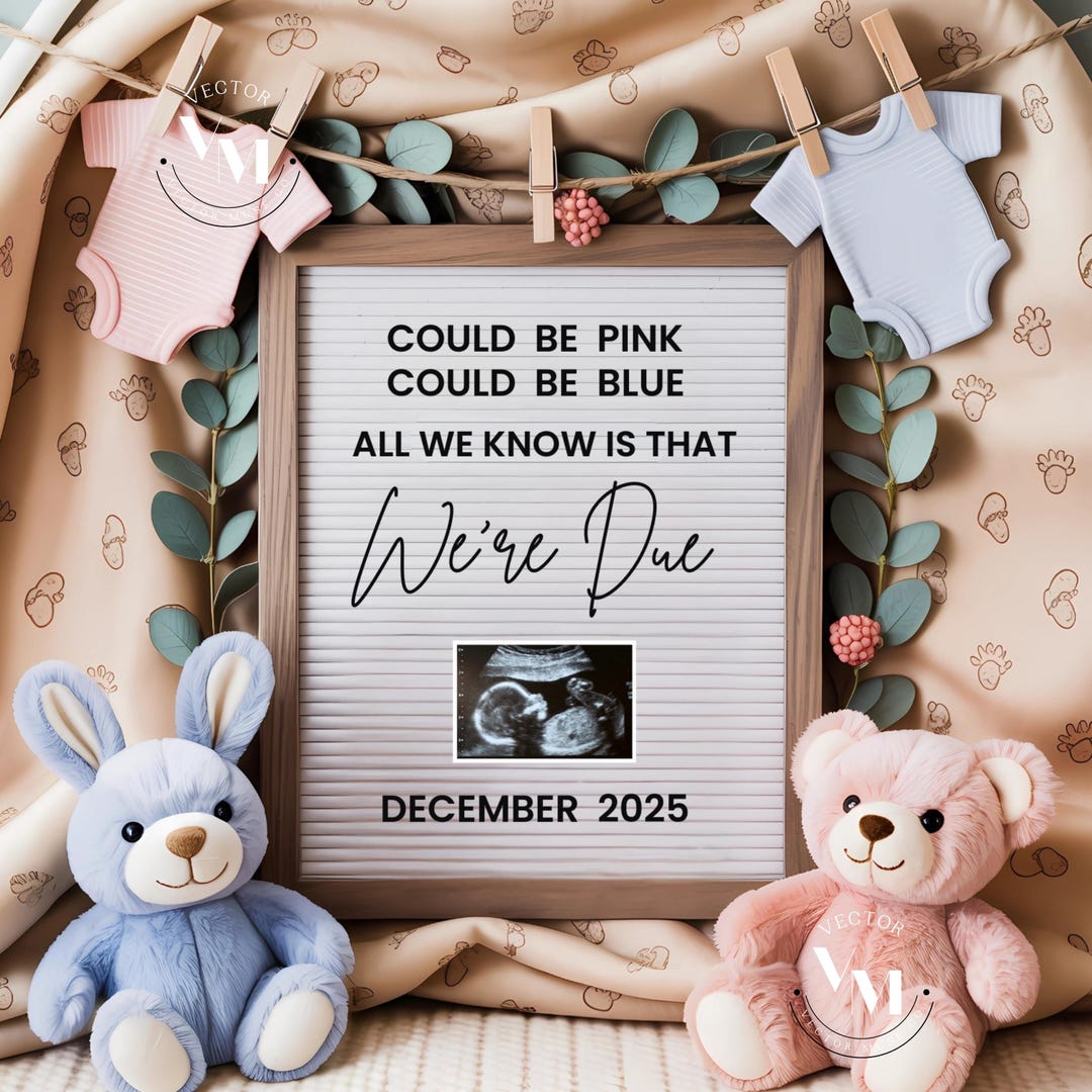 Editable Could Be Pink Could Be Blue Pregnancy Announcement, Digital ...