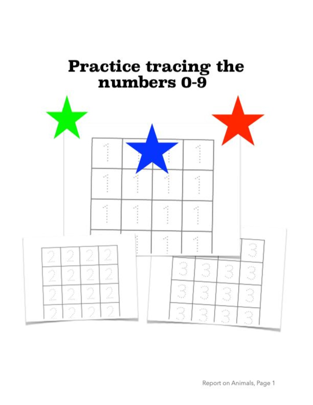 10 Worksheets to Practice Tracing Numbers 0-9 - Etsy