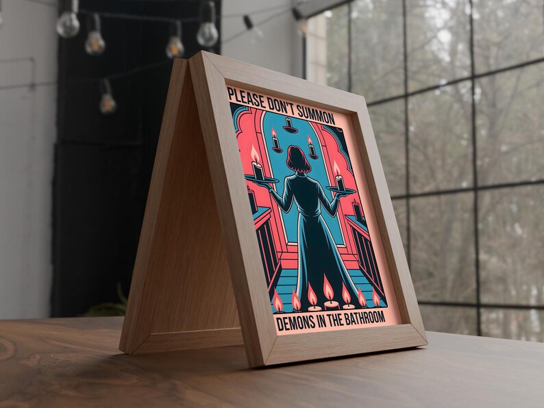 Don’t Summon Demons in the Bathroom Sign Print, Gothic Bathroom Poster ...