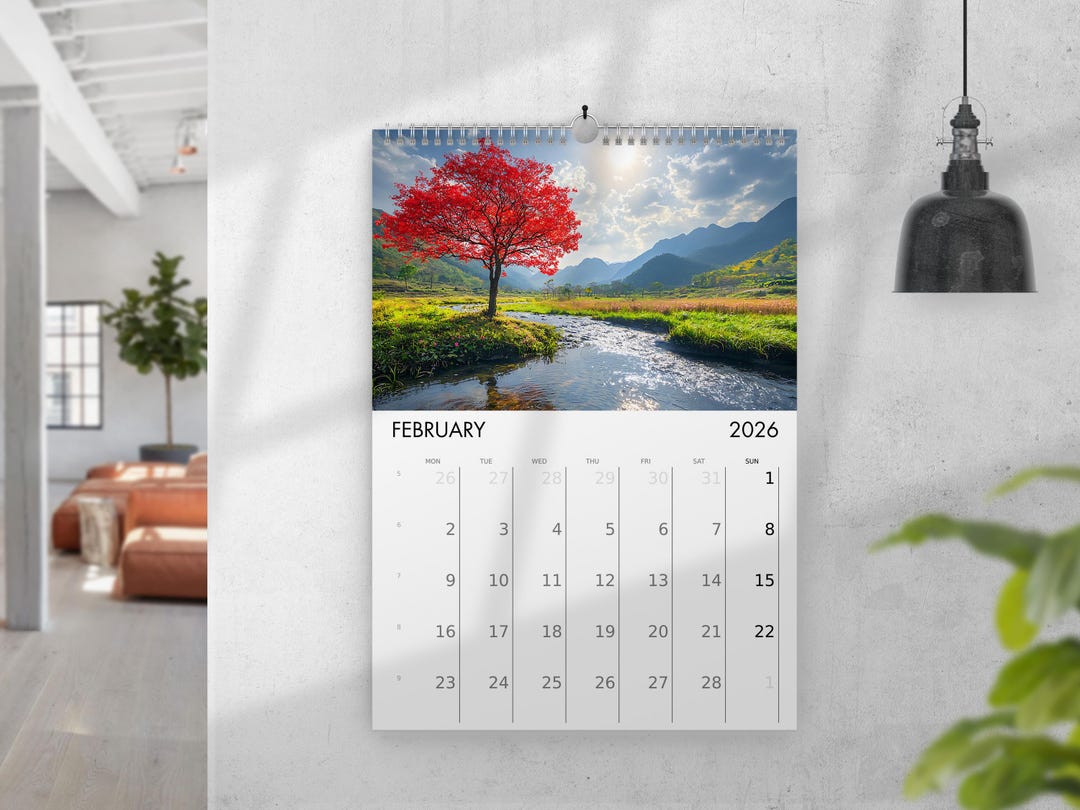 2026 Nature Landscape Wall Calendar, Scenic Mountains Rivers Forests ...
