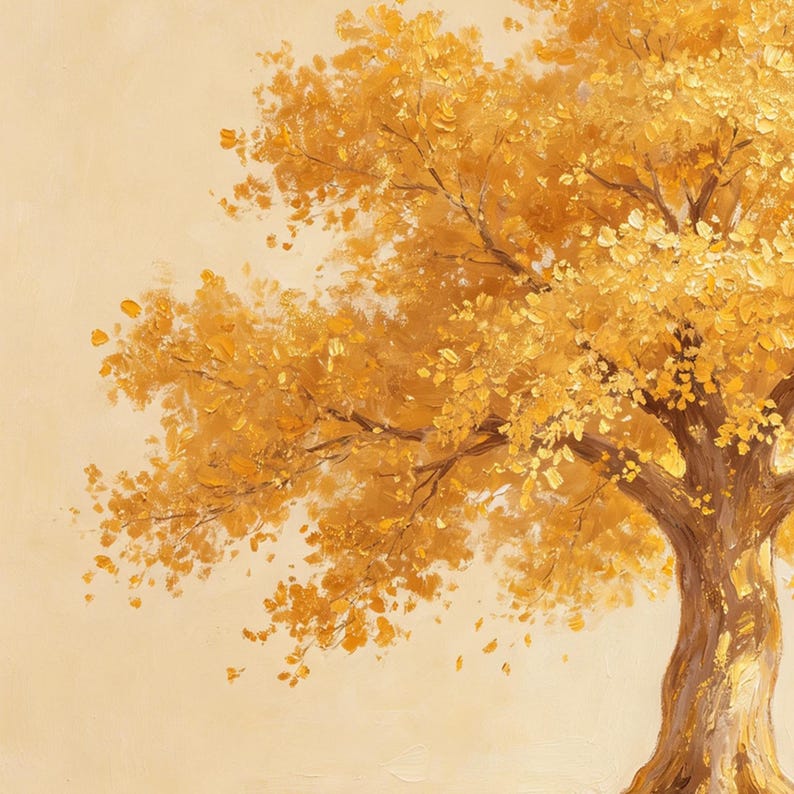 Golden Tree of Life Painting - Gold Autumn Canvas Art - Handmade ...