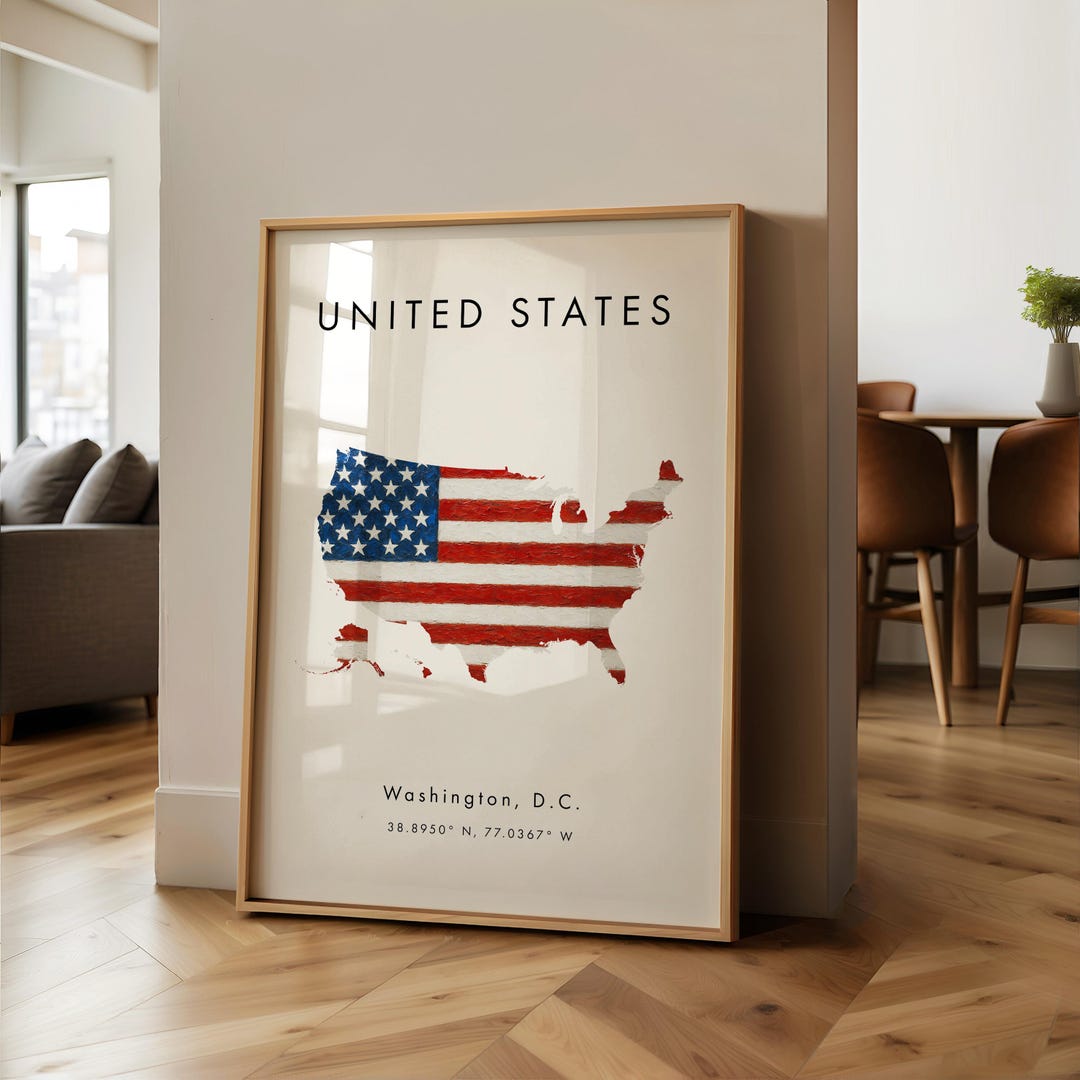 United States Map PRINTED Poster | United States Flag Painting | North ...