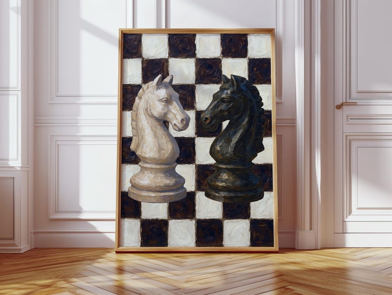 Chess Knight PRINTED Poster | Chess Knight Wall Art Print | Vintage ...