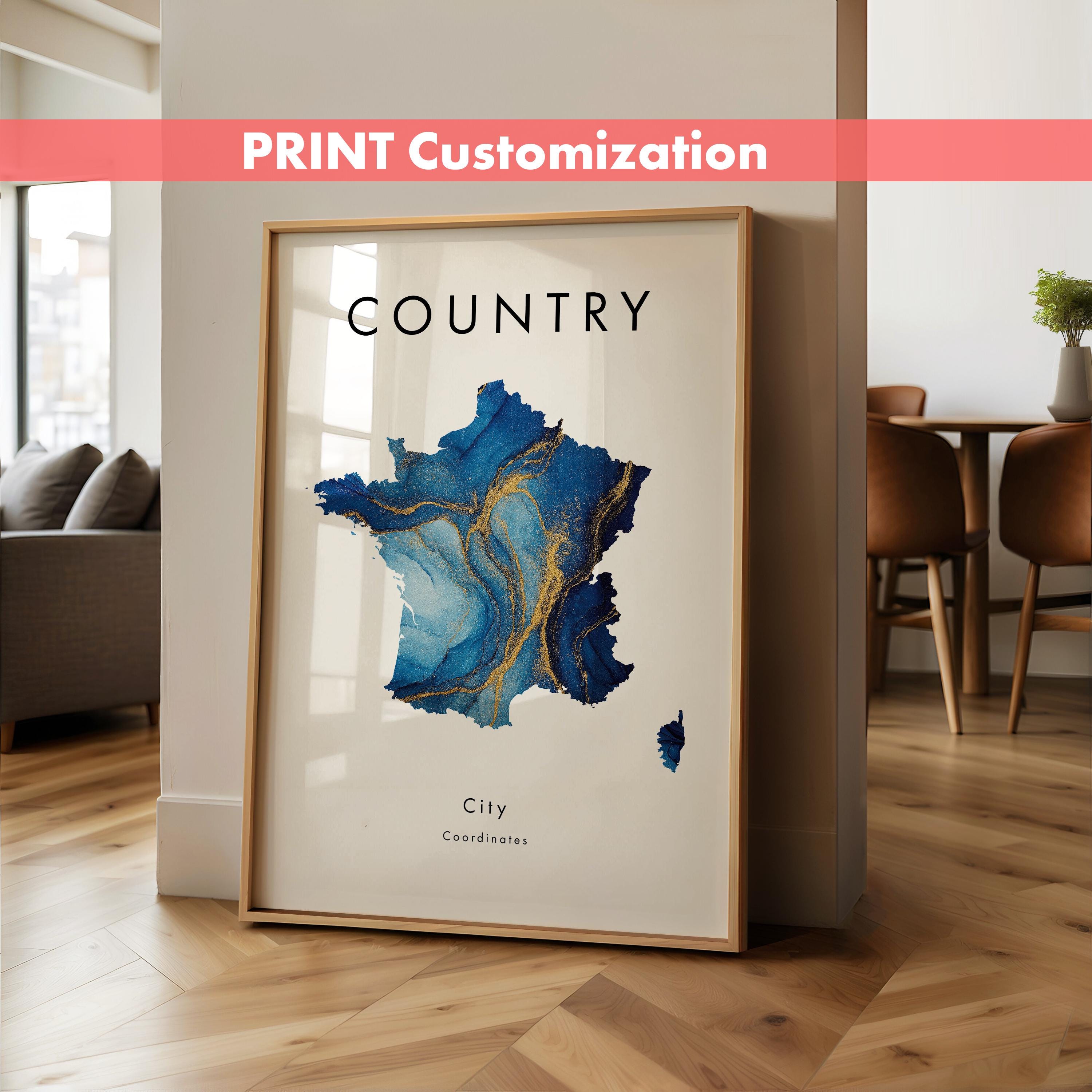 Custom PRINTED Country/state/district Map Poster | Personalized City ...