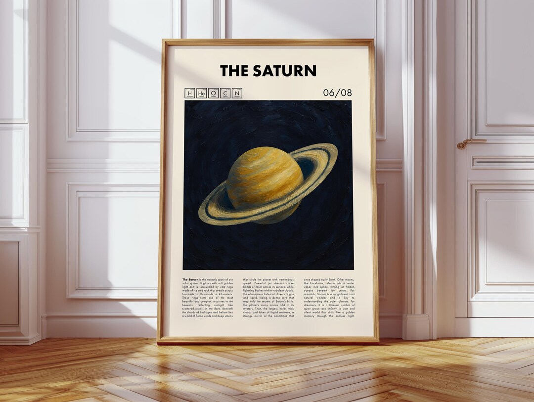 Saturn DIGITAL Poster | Planet Art Print | Solar System Decor | Science ...