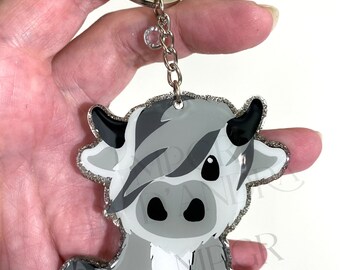 Acrylic Cow Keychain | Etsy