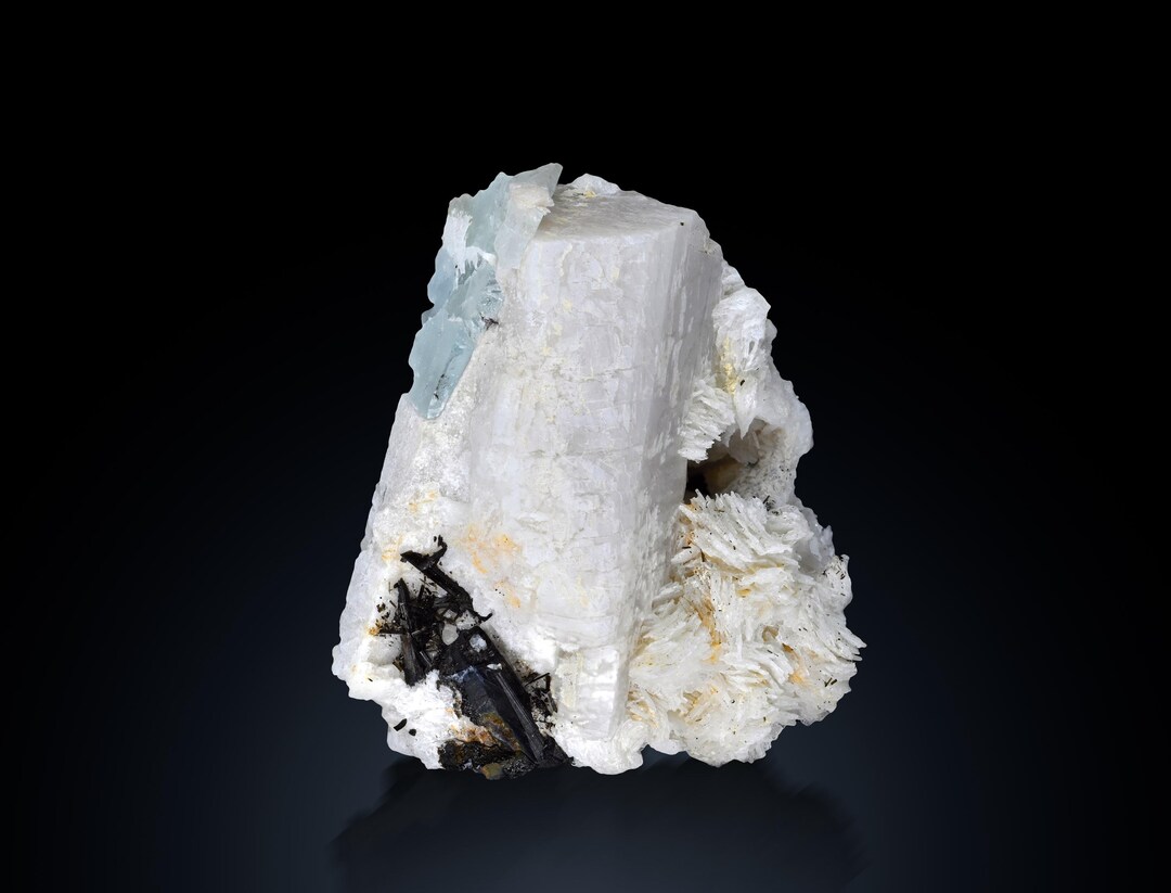 Aquamarine With Microline & Schorl on Albite Matrix • 204g Mineral ...