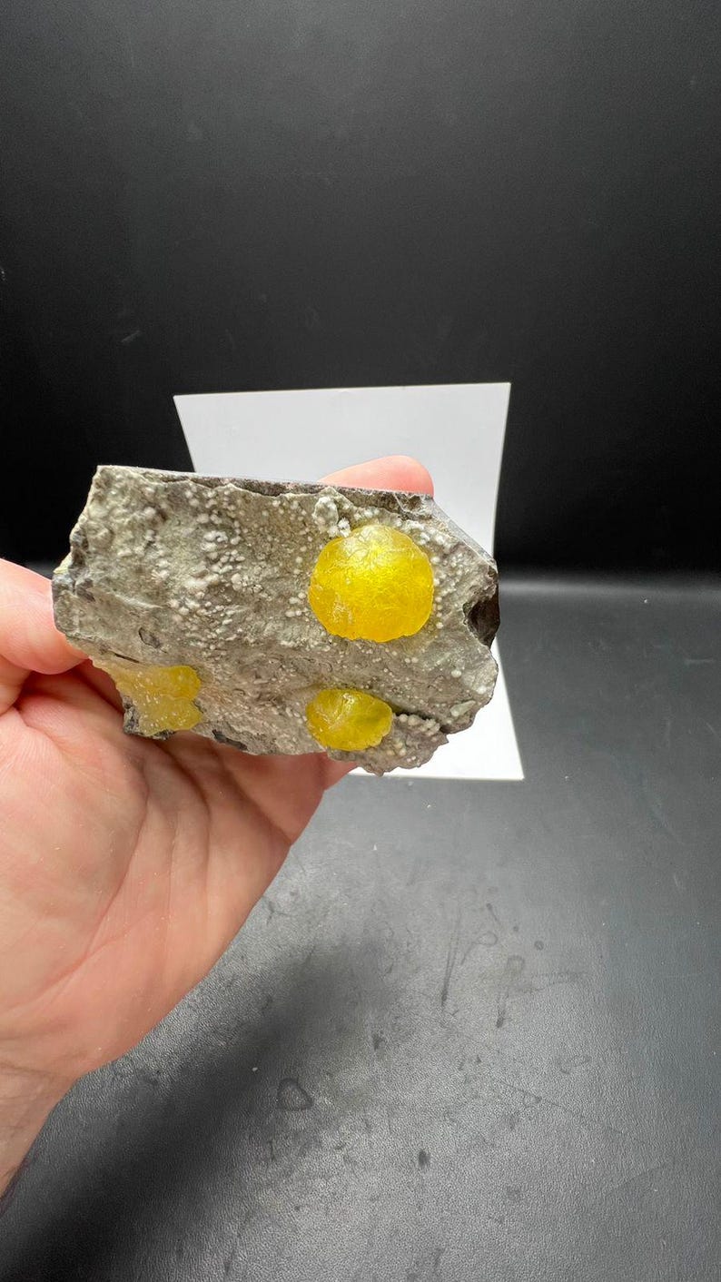Yellow Brucite Crystal on Matrix • Museum Quality Mineral • Rare ...
