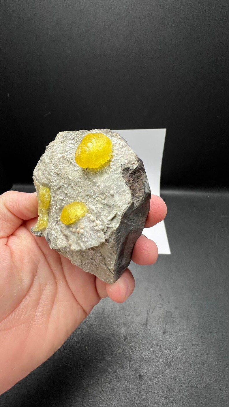 Yellow Brucite Crystal on Matrix • Museum Quality Mineral • Rare ...