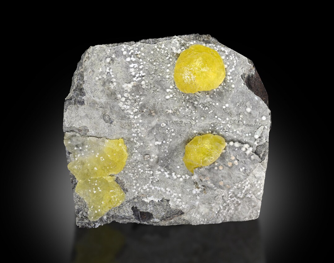 Yellow Brucite Crystal on Matrix • Museum Quality Mineral • Rare ...