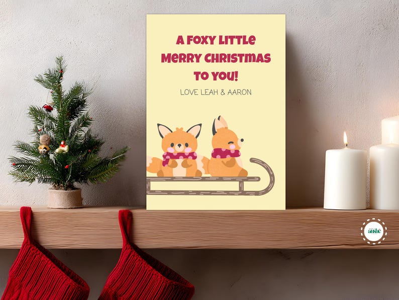 Cute Christmas Card Printable Personalized Holiday Card Digital ...