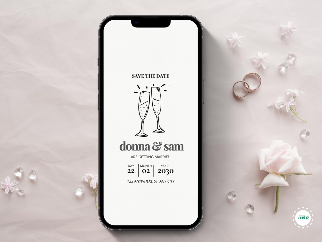 Editable Save the Date Template Phone Wedding Announcement Digital Just ...