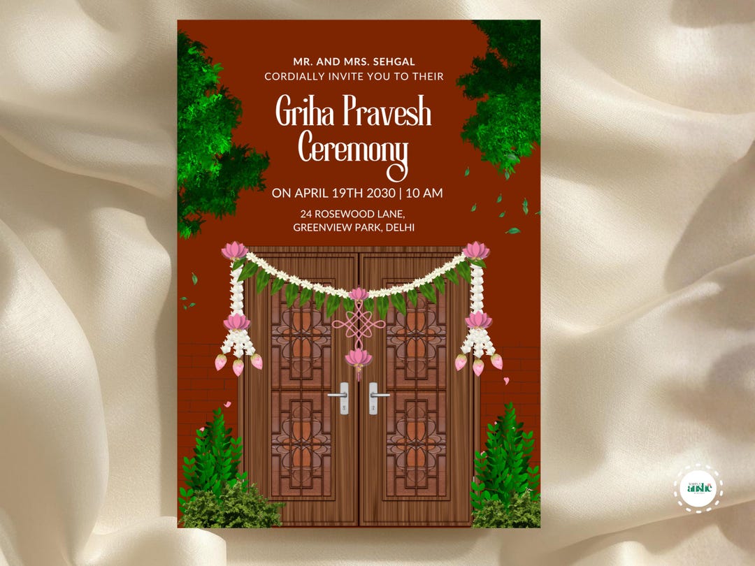 Griha Pravesh Invitation Housewarming Invite Vastu Puja Card Indian New ...
