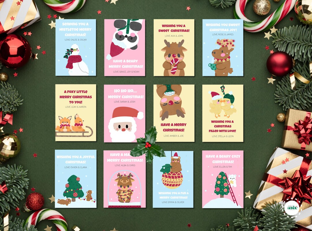 Cute Christmas Cards Bundle Christmas Cards Pack Christmas Card ...