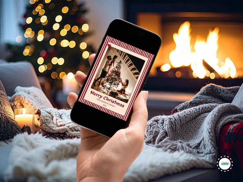Christmas Card Photo Template Editable Holiday Card Personalized Family ...