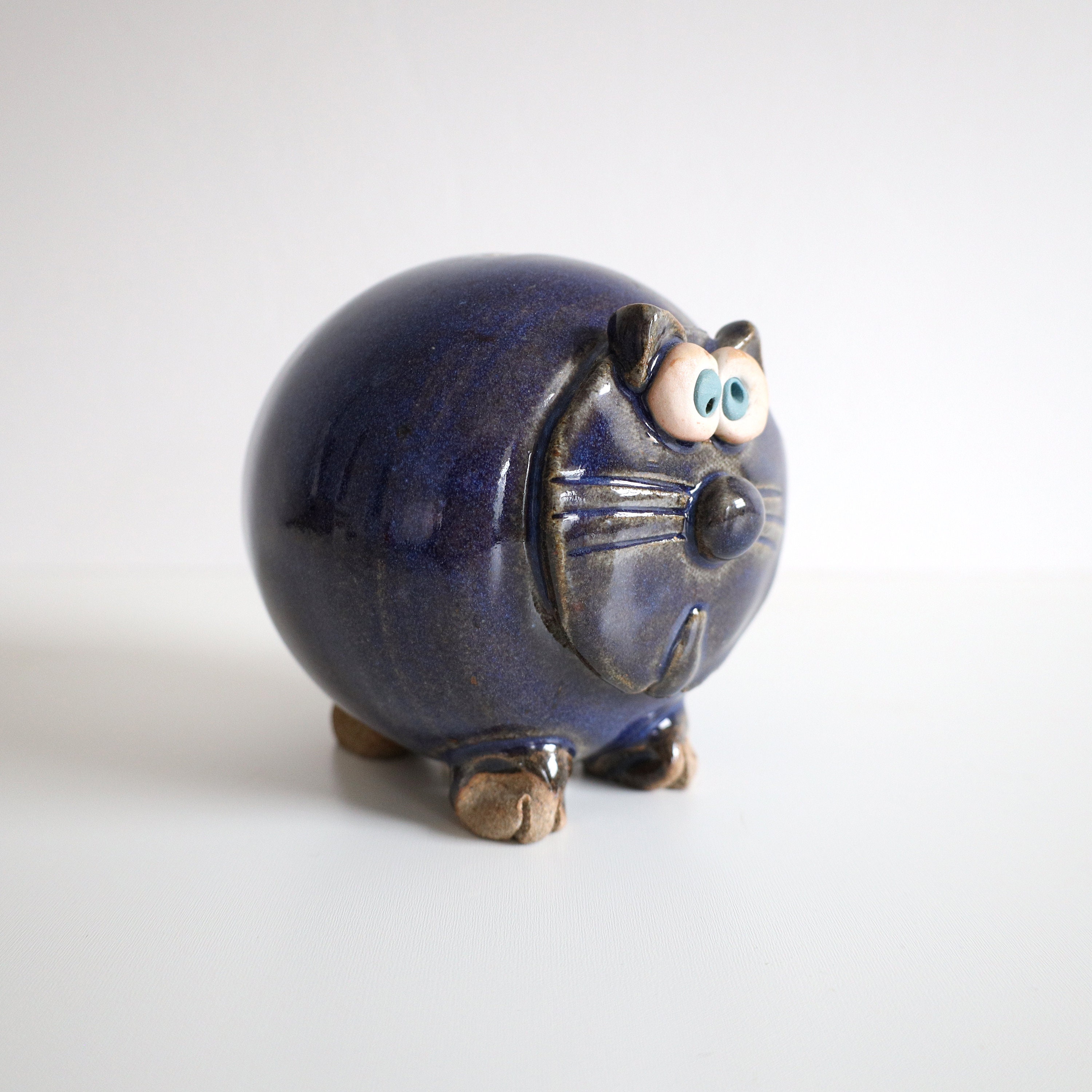 The Blue Cat Pottery Ceramic Cat Piggy Bank - Etsy