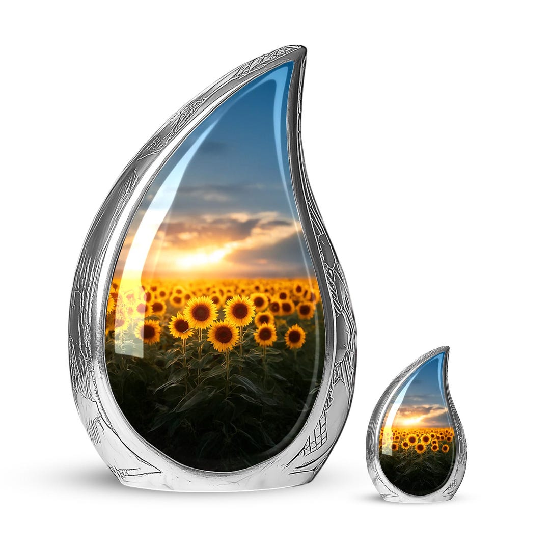 Sunflower Teardrop Urn – Personalized Memorial Keepsake, Sympathy Gift ...
