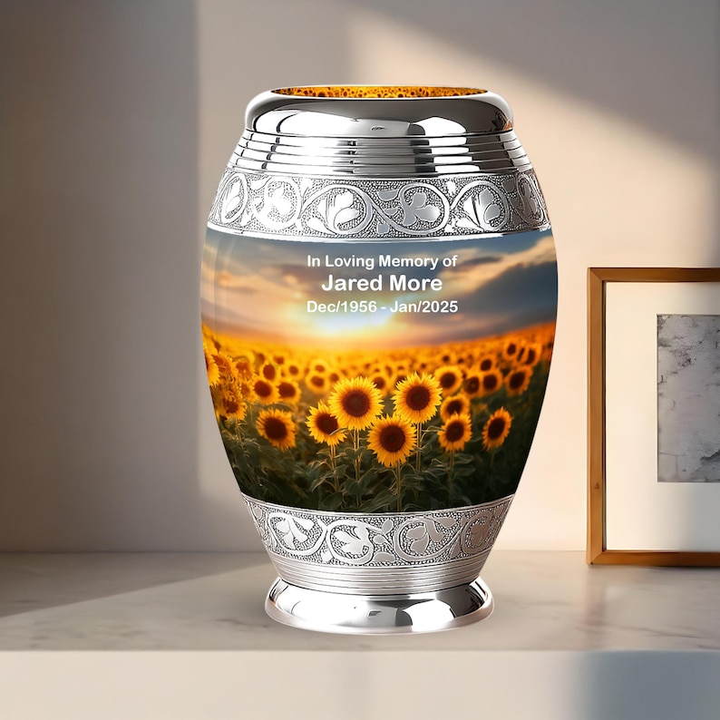 Sunflower Teardrop Urn – Personalized Memorial Keepsake, Sympathy Gift ...
