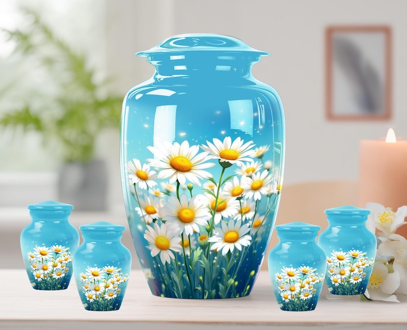 Orange Daisy Cremation Urn: Floral Memorial, Adult Ashes Urn - Etsy